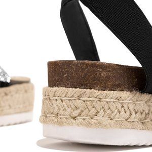 Wild Diva | Shoes | New Rhinestone Open Toe Espadrille Wedge Sandals ...